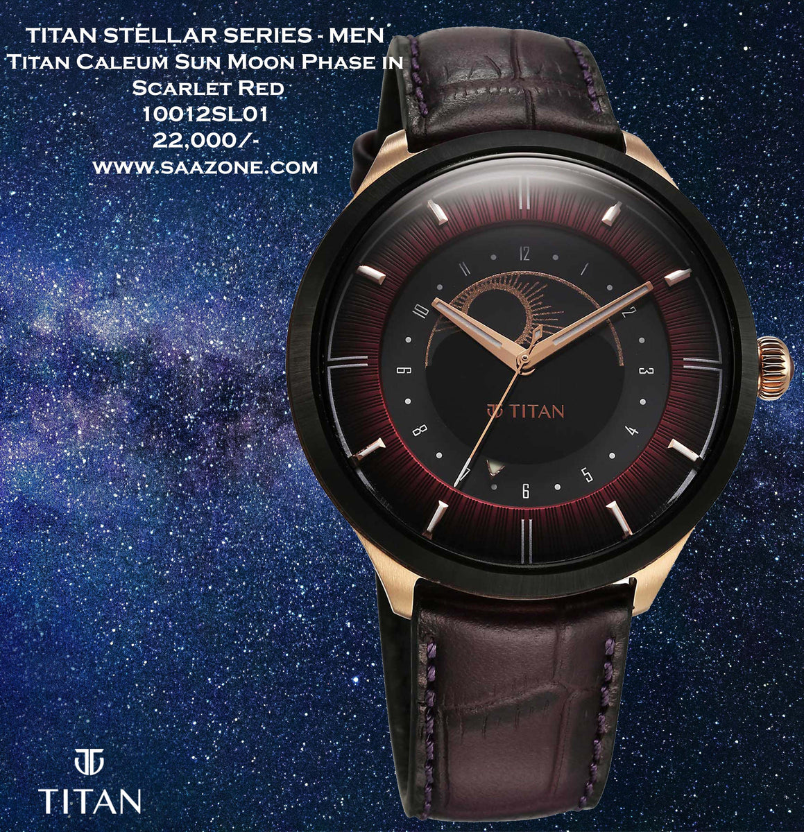 Titan Caleum Sun Moon Phase in Scarlet Red - Stellar Edition 10028KL01 ...