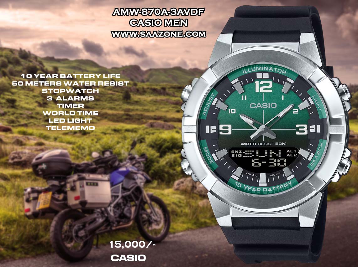 Casio Digital/Analogue Timepiece for Men AMW-870A-3A – saazone-kenya
